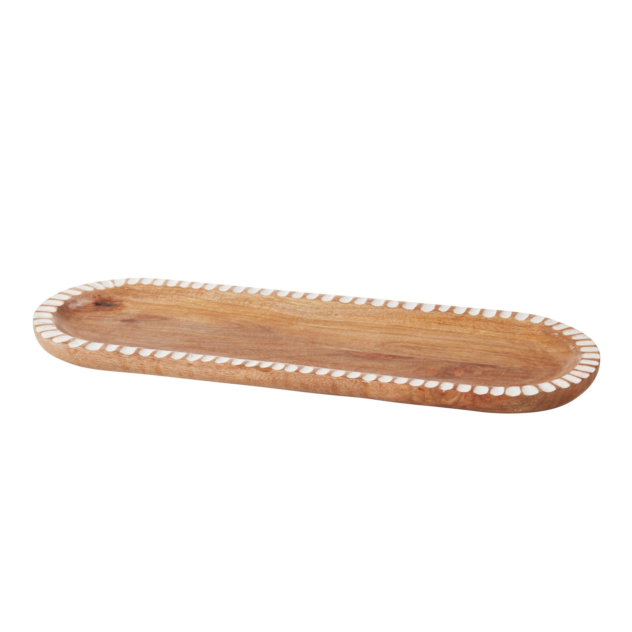 Handcrafted Wooden Tray with Ribbed Texture | Timber & Fieldstone