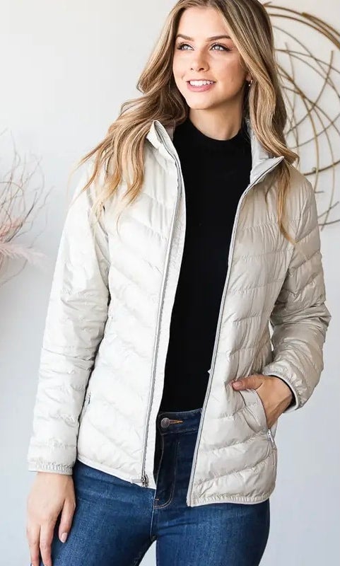 DUCK-DOWN PUFFER JACKET WITH FRONT ZIPPER | Timber & Fieldstone